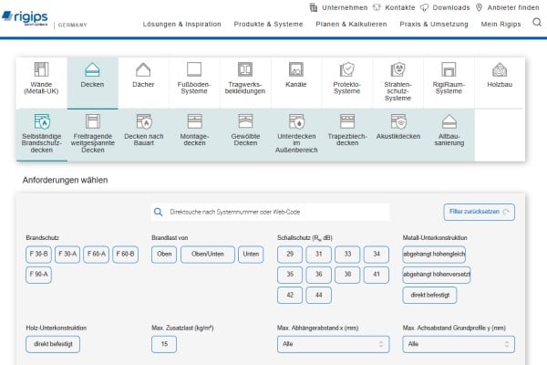 Rigips Systemsuche erweitert | Rigips